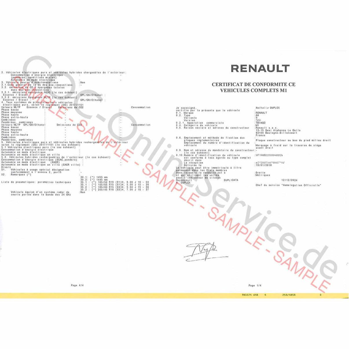 Request your COC documents for Renault here €259,00 – COC-OnlineService.de